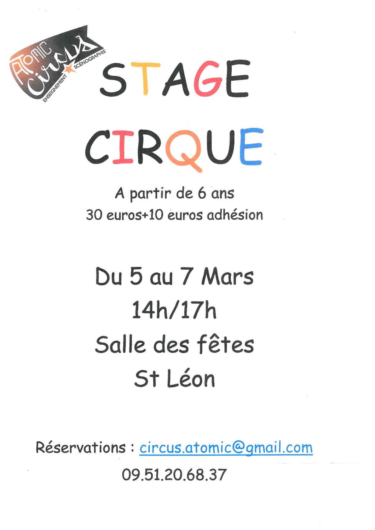 Stage cirque - MAIRIE DE SAINT-LEON
